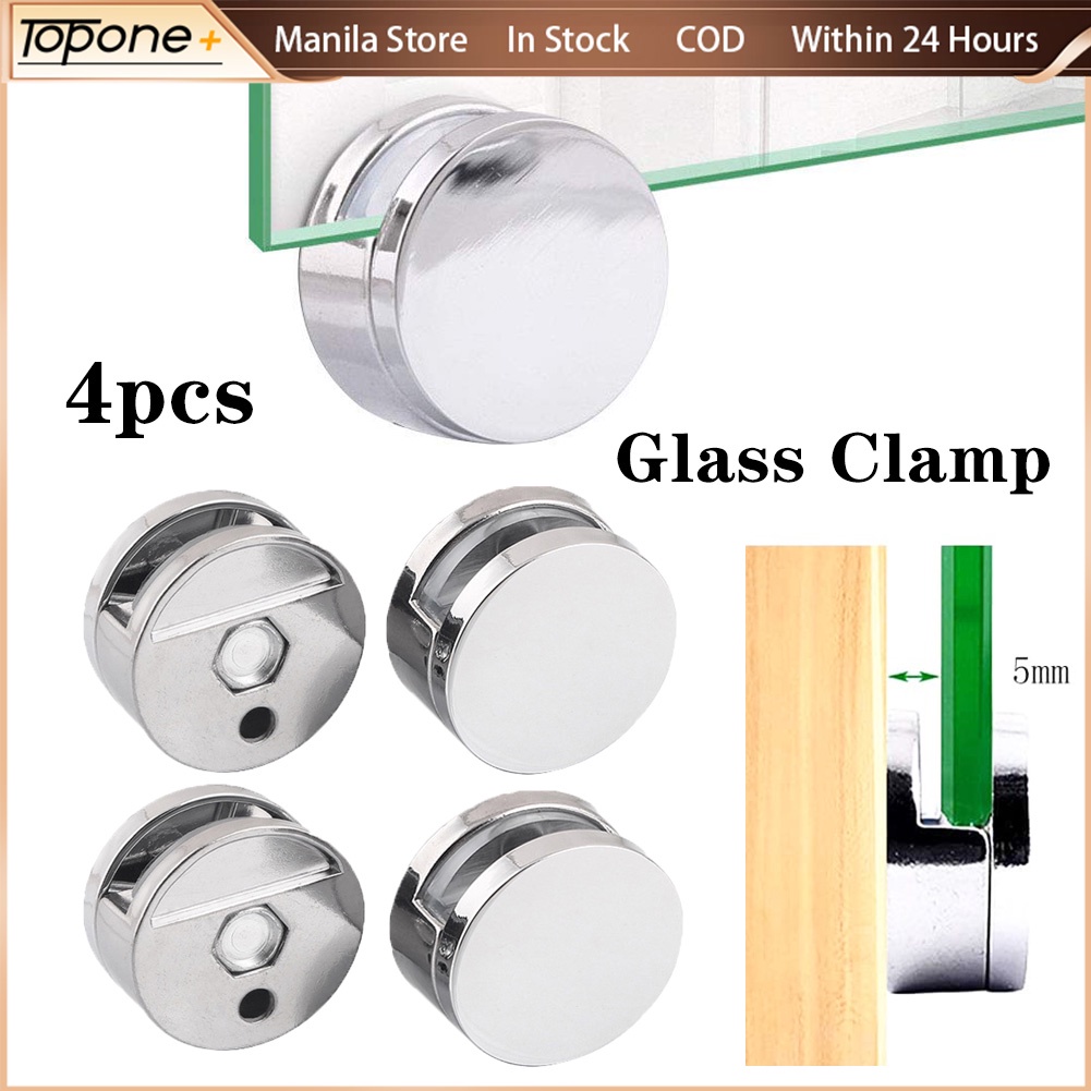 4Pcs Bathroom Mirror Hanging Clips Round Glass Holder Zinc Alloy Glass ...