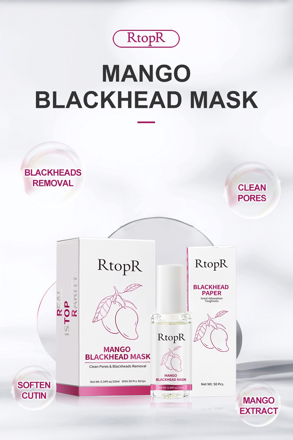 RtopR Mango Blackhead Remover Mask Deep Cleaning Peeling Off Nose Mask ...