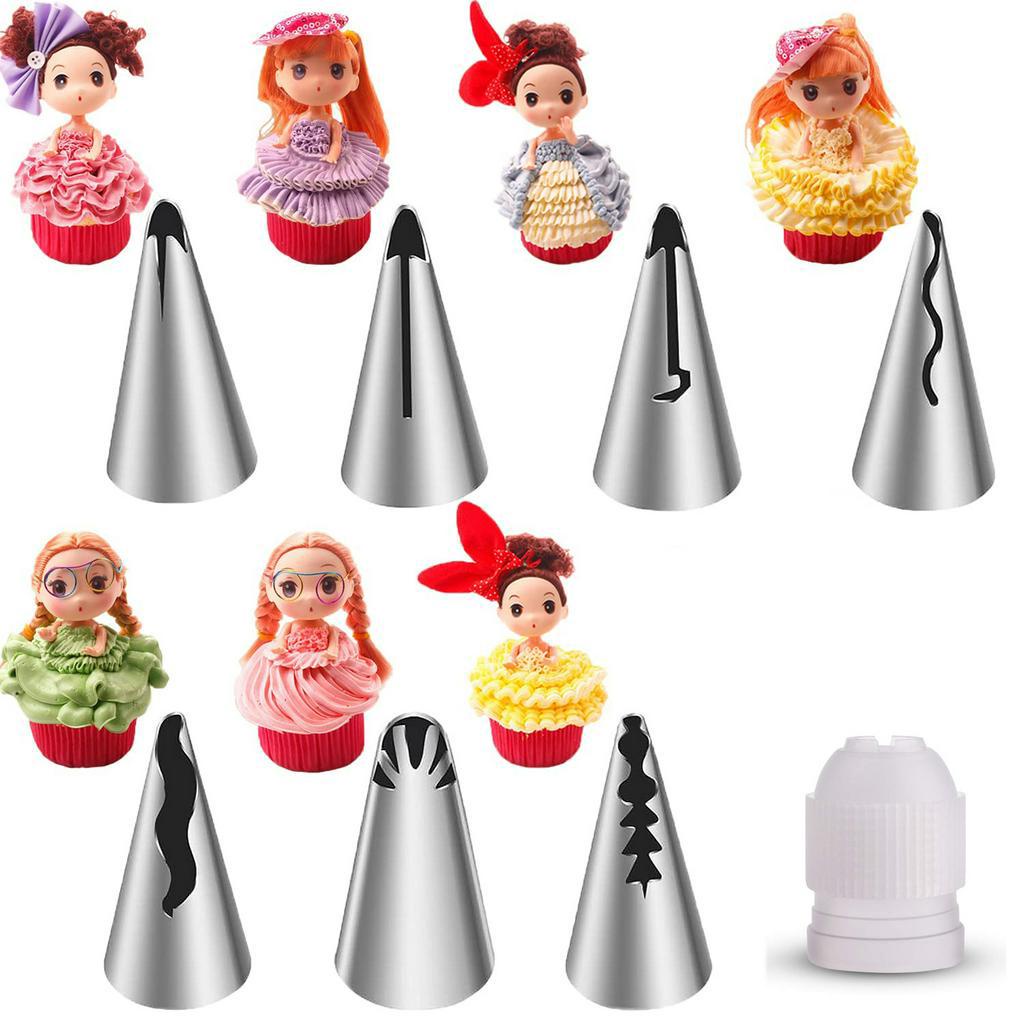 8Pcs Cake Decorating Icing Piping Tip Set, Pleated Skirt Piping Nozzles ...
