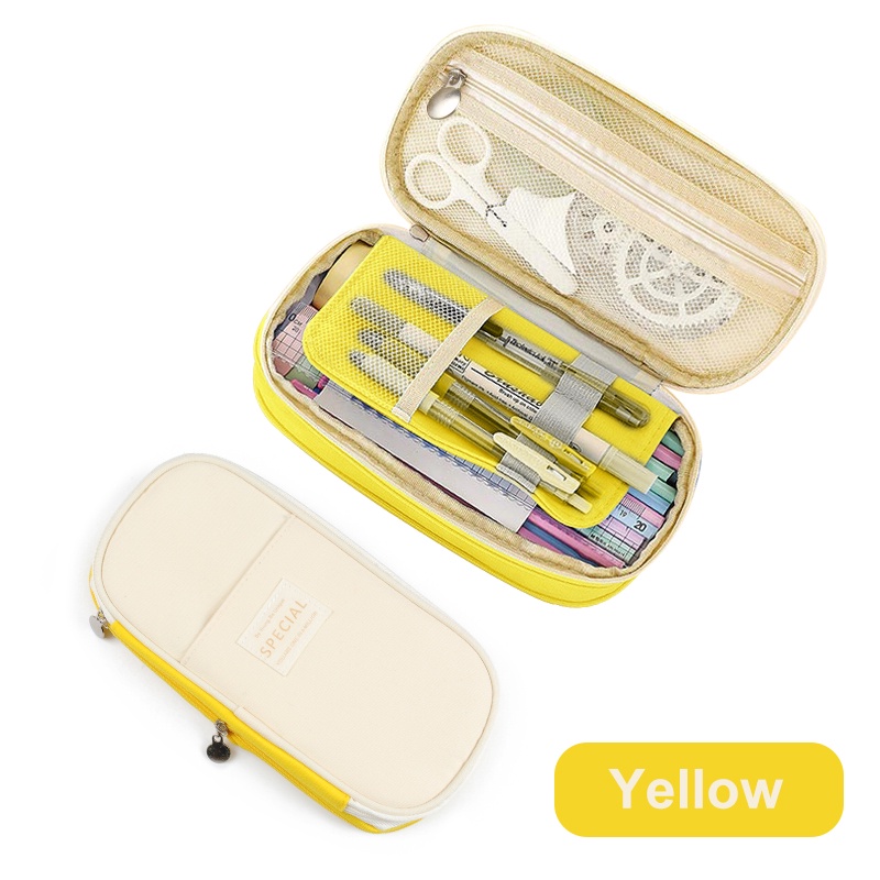 Seamiart 1pc Flexible Macaron Multifunction 2 Layers Pencil Case Pen ...