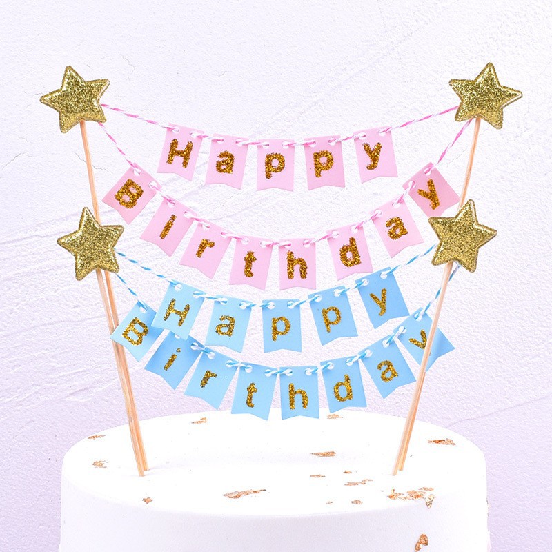 Cake Topper Flag Happy Birthday + Star | Shopee Philippines