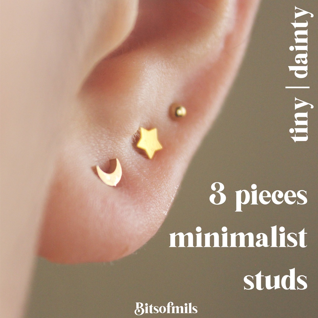 Bitsofmils - 3pcs. Celestial Studs - Minimalist & Tiny Studs | Shopee ...