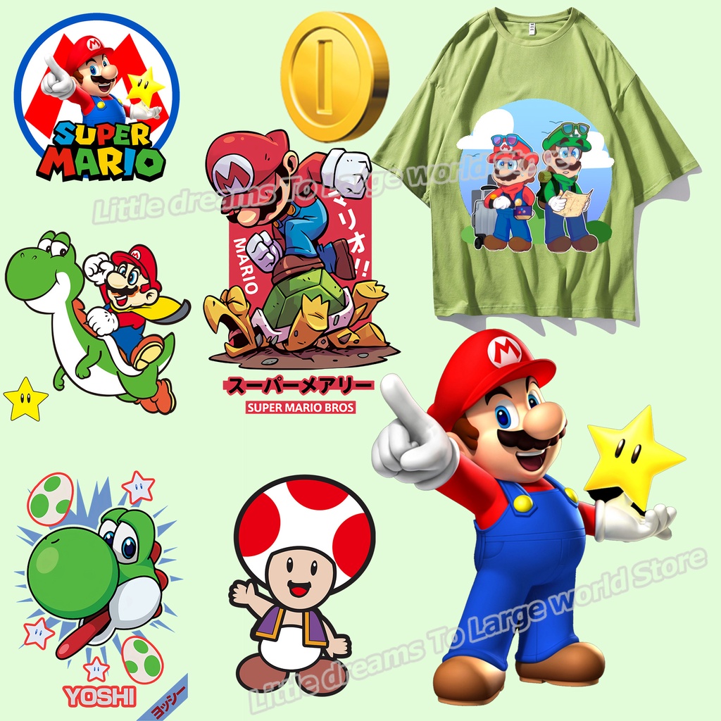 Super Mario Ironing Heat Transfer Clothing Sticker DIY Clothes Patch ...