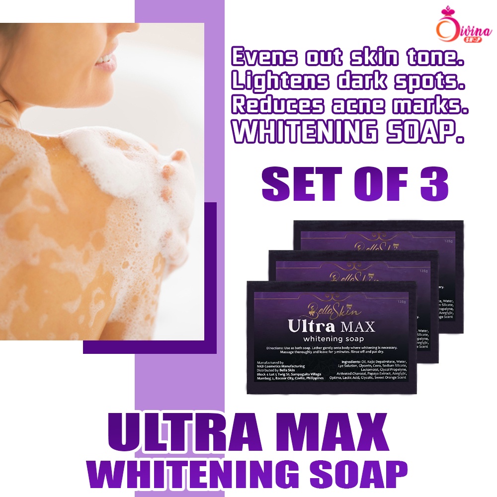 Bella Skin Ultra Max Whitening Soap Set of 3, Whitening, Rejuvenating ...