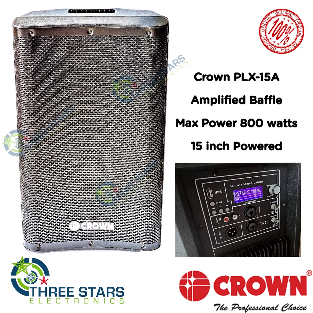 2022 New Crown 1pc PLX - 15A 800 Watts Amplified Baffle With Free Mic ...