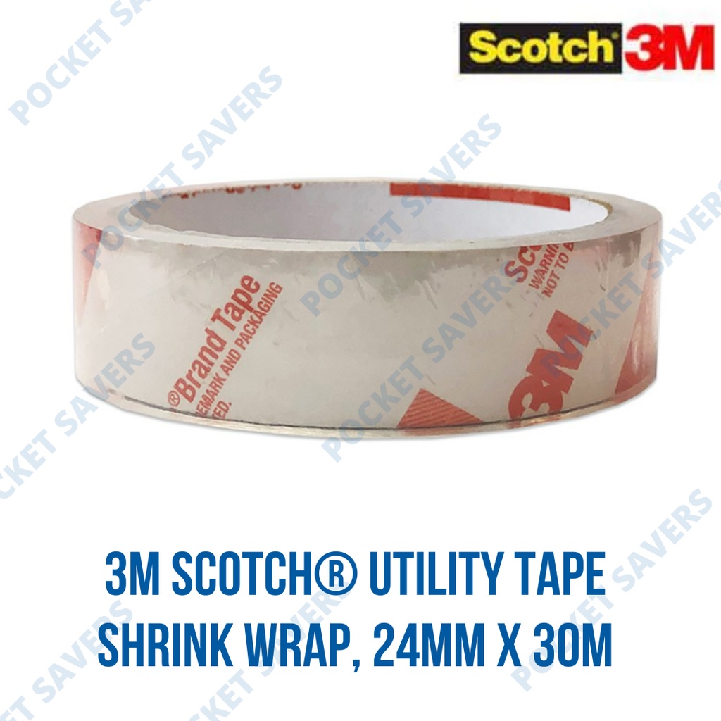 3M Scotch Utility Tape Shrink Wrap, 24 mm x 30m / 18 mm x 15m (Clear Adhesive, Transparent ...