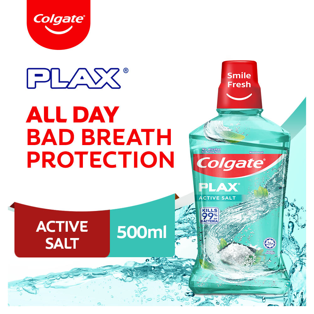 Colgate Plax Antibacterial Mouthwash Active Salt Mild Flavor 500ml ...