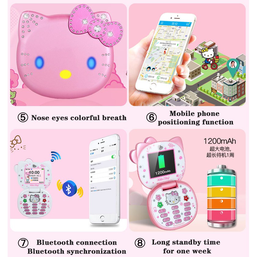 Mini phone cute Hello-Kitty K688 children's cell phone flip smart chip ...