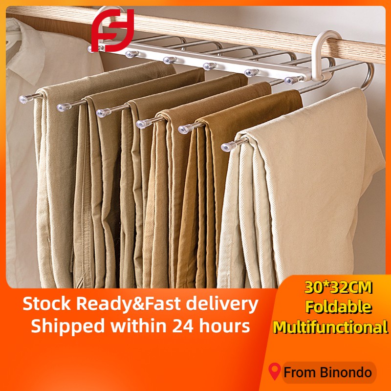Magic Pants Rack Home Wardrobe Telescopic Storage Artifact Pants Hanger ...