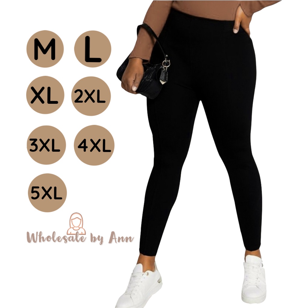 Women's adult Plus size High-waist Plain Leggings w/ pocket- M/L/XL/2XL ...