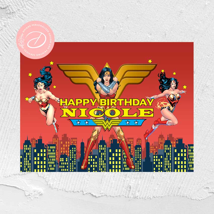 Personalized Birthday Tarpaulin | Wonder Woman | Super hero | Backdrops ...