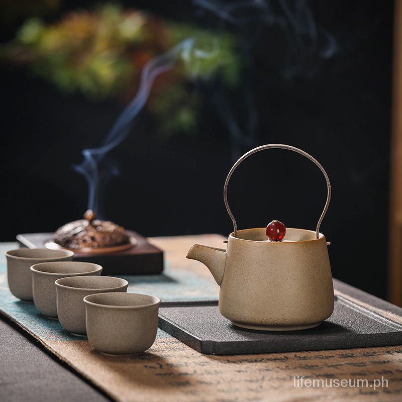 [Ready Stock] Stoneware Kung Fu Tea Set One Pot Four Cups Household ...