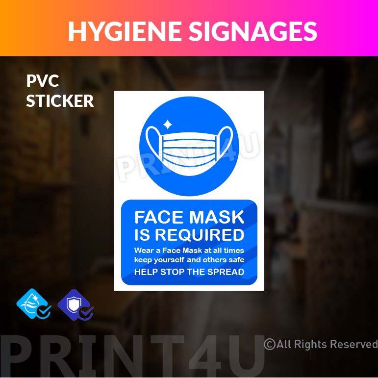 PRINT4U HYGIENE SIGNAGES STICKER WASH HAND KEEP CLEAN SANITISE HAND ...