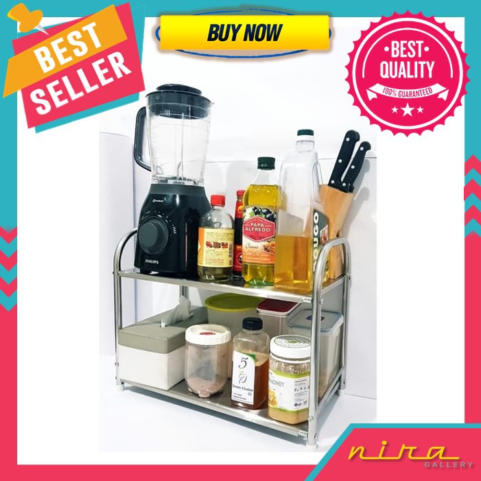 Portable Organizer Multipurpose Shelf 2-tier Stainless Kitchen Shelf ...