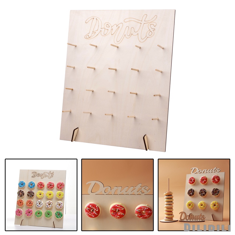 [12] Donut Wall Display Stand Reusable Donut Holder Board Rustic Wood ...