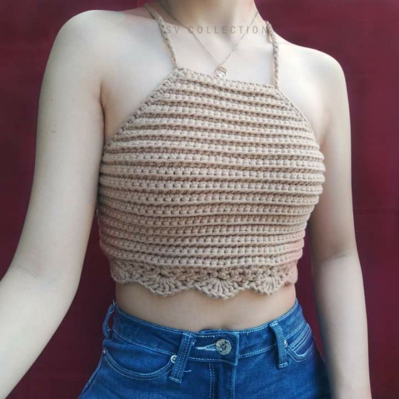 PLUS SIZE Crochet Backless Halter Top | Shopee Philippines