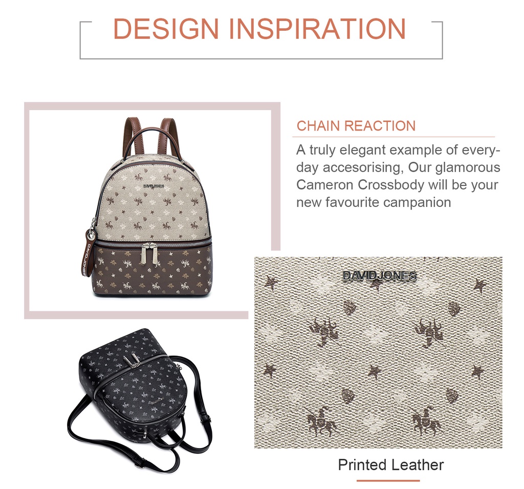 David jones Paris Women Backpack Pu Leather Print | Shopee Philippines