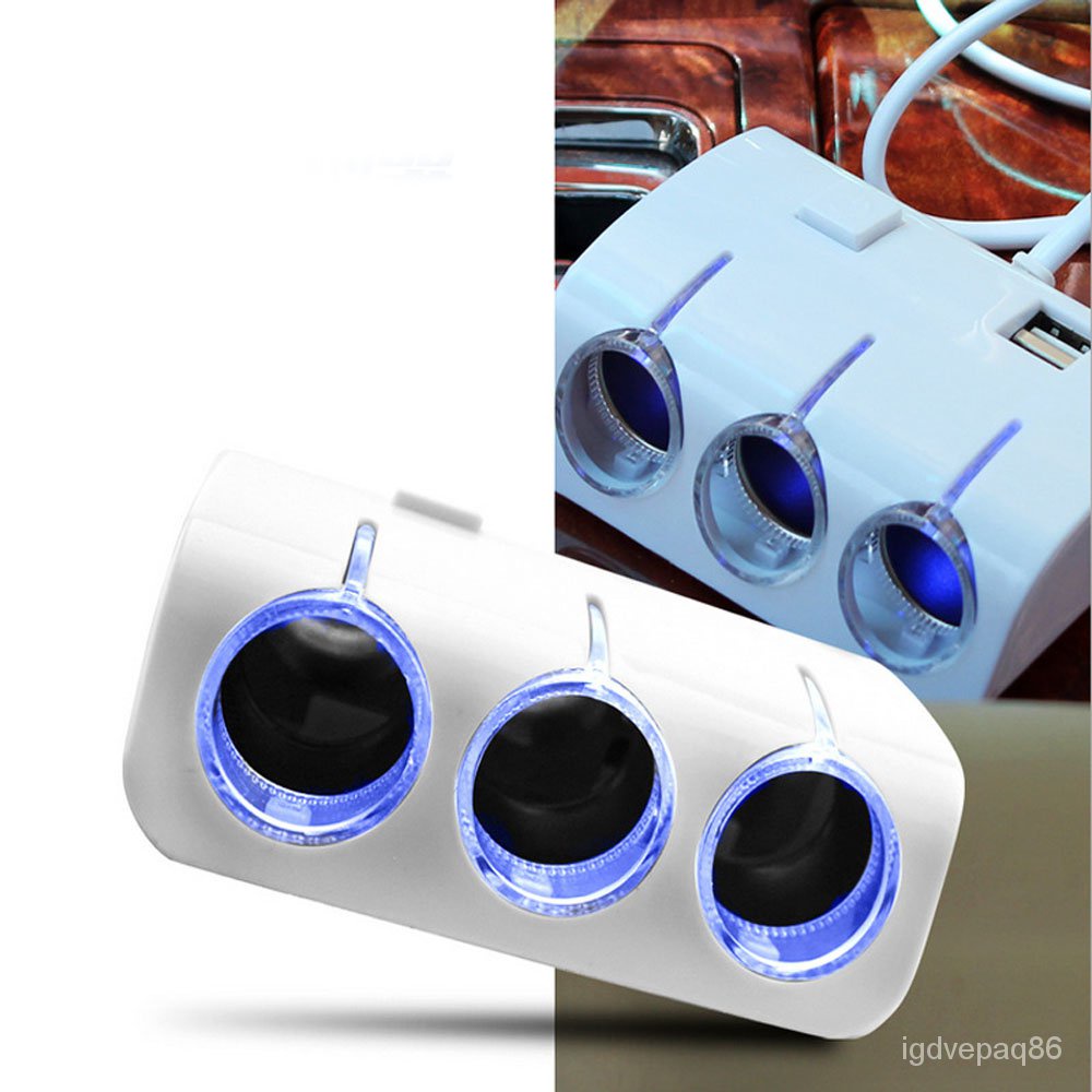 jdsDual USB Port 3 Way Auto Car Cigarette Lighter Socket Splitter ...