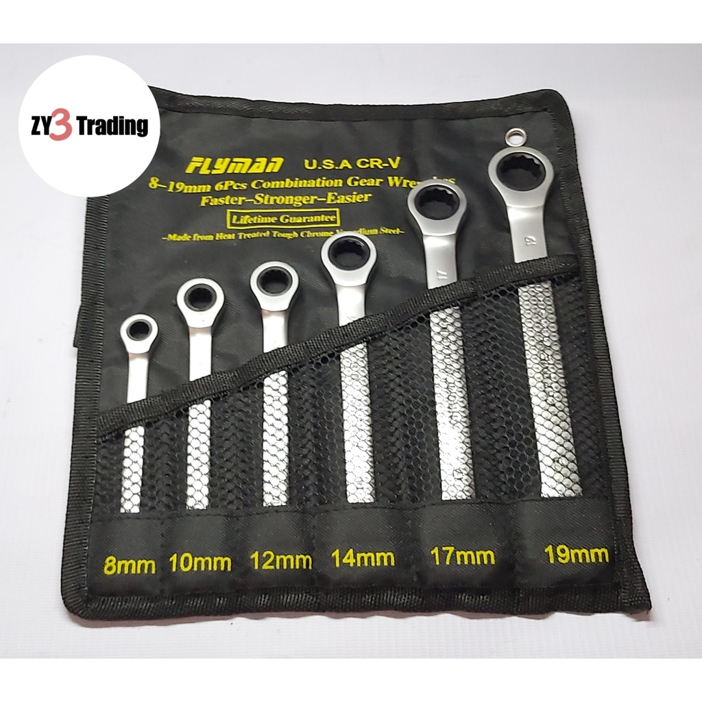 Flyman 6 Pcs. Combination Gear Wrench Set (Ratchet End) | Shopee ...