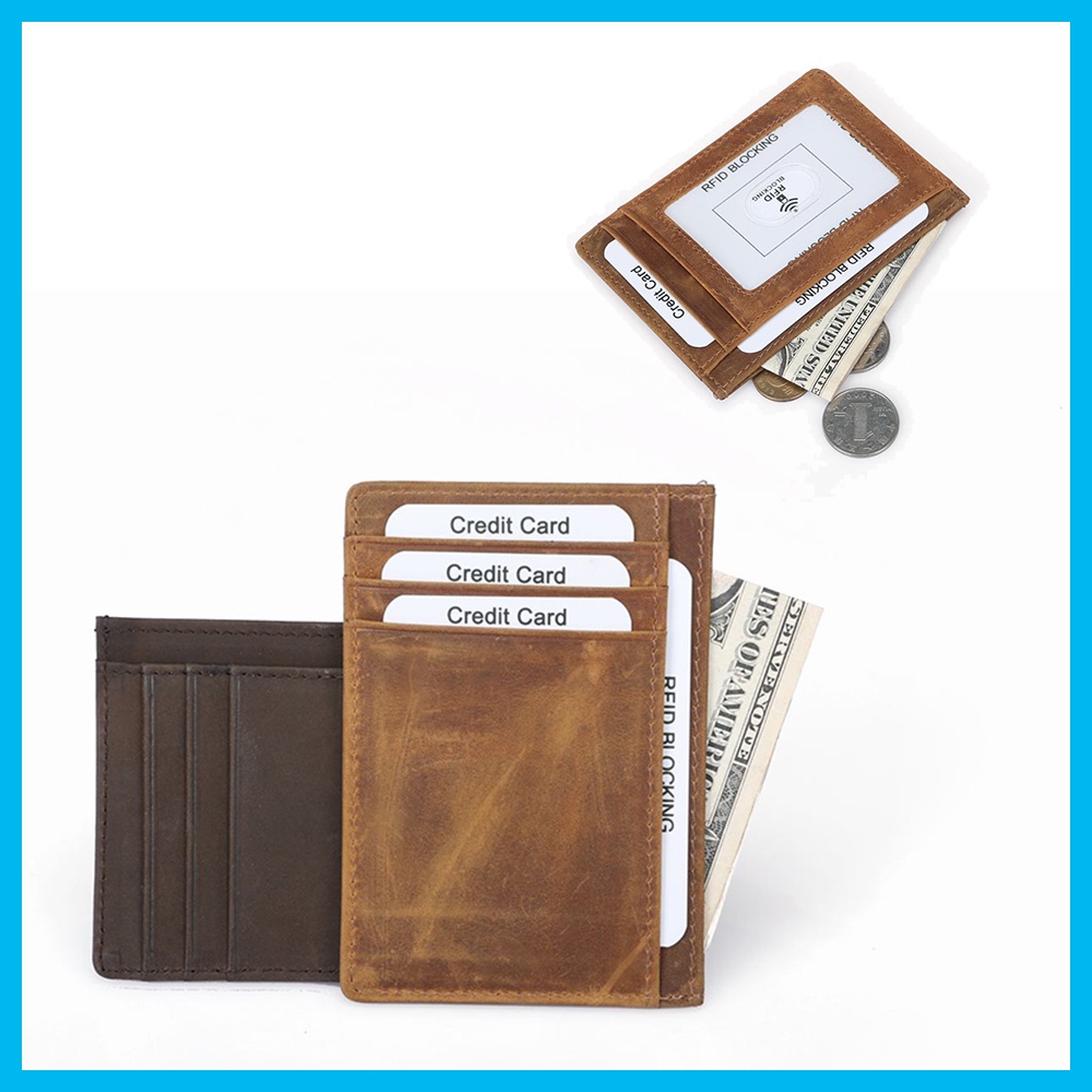 【ZHWH】Taiwan Spot Full-Grain Leather RFID Antimagnetic Coin Wallet Card ...