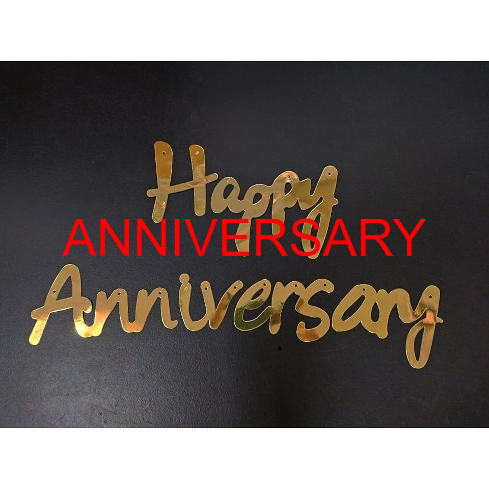 Happy Anniversary Cursive Banner Script bunting anniversary banner Gold ...