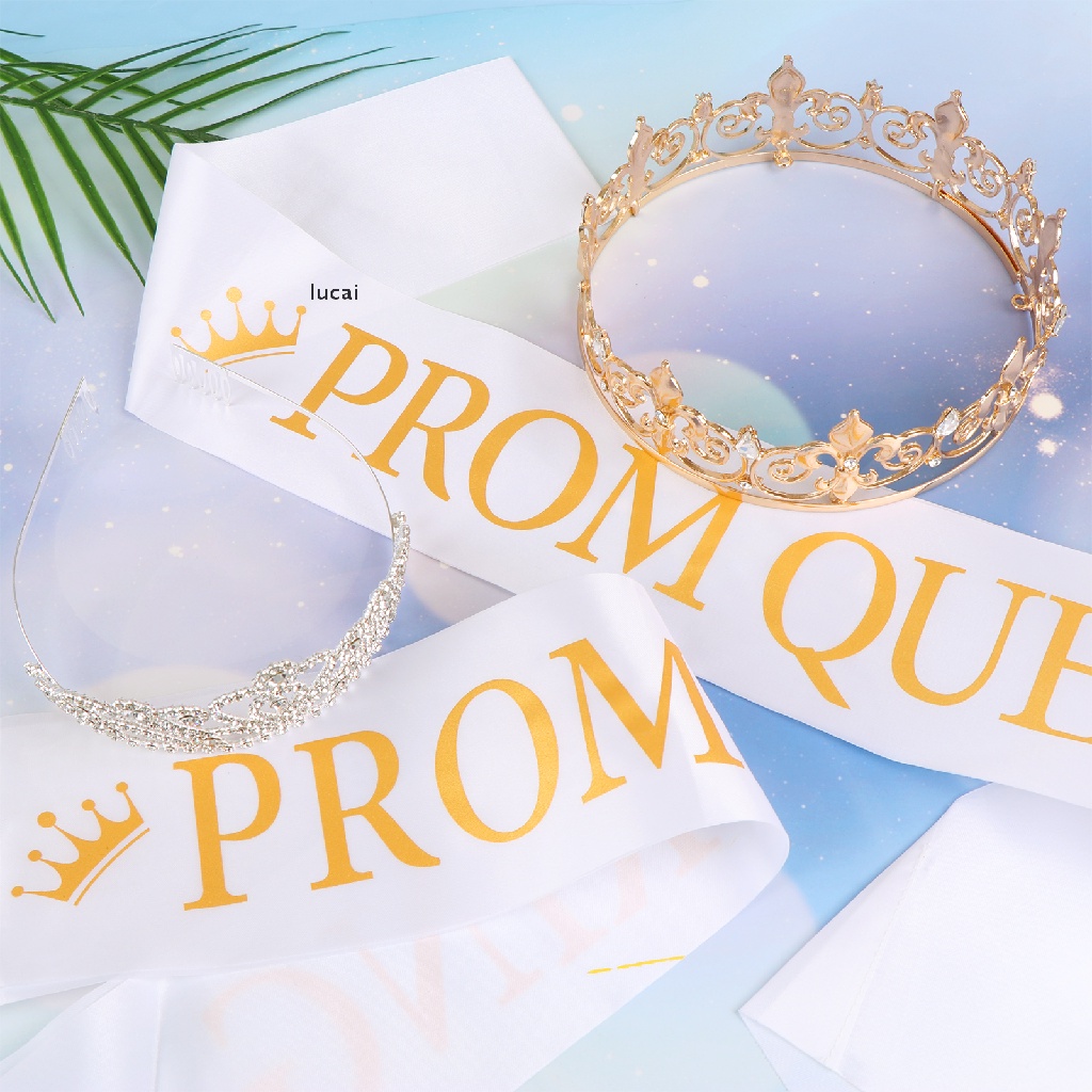 lucai Glitter Prom King and Prom Queen Sashes and Crown Tiara Set lucai ...