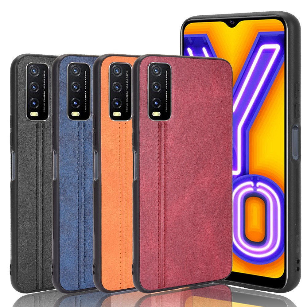 Vivo Y20i Case Hard PC Shockproof PU Leather Case Back Cover Vivo Y20i ...