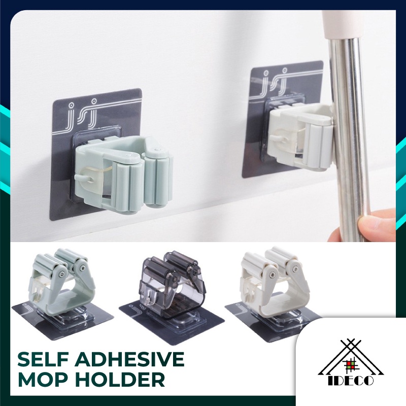 iDECO BESTEST MOP HOLDER Sticker Tahan Lama/Hook/Mop Sangkut/Bathroom ...
