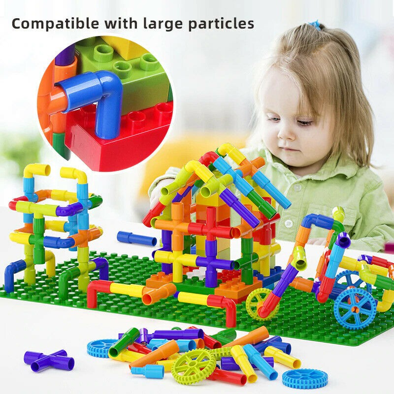 96pcs Pipeline Building Blocks Children Kids DIY Assembling Tunnel ...