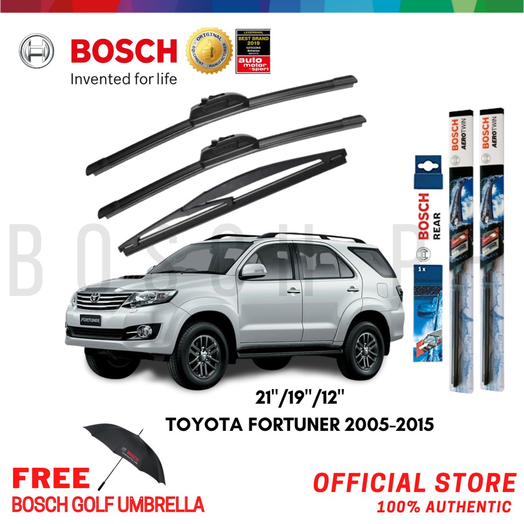Bosch AEROTWIN Wiper Blade Set for TOYOTA FORTUNER 2005-2015 (21 /19 /12) | Shopee Philippines