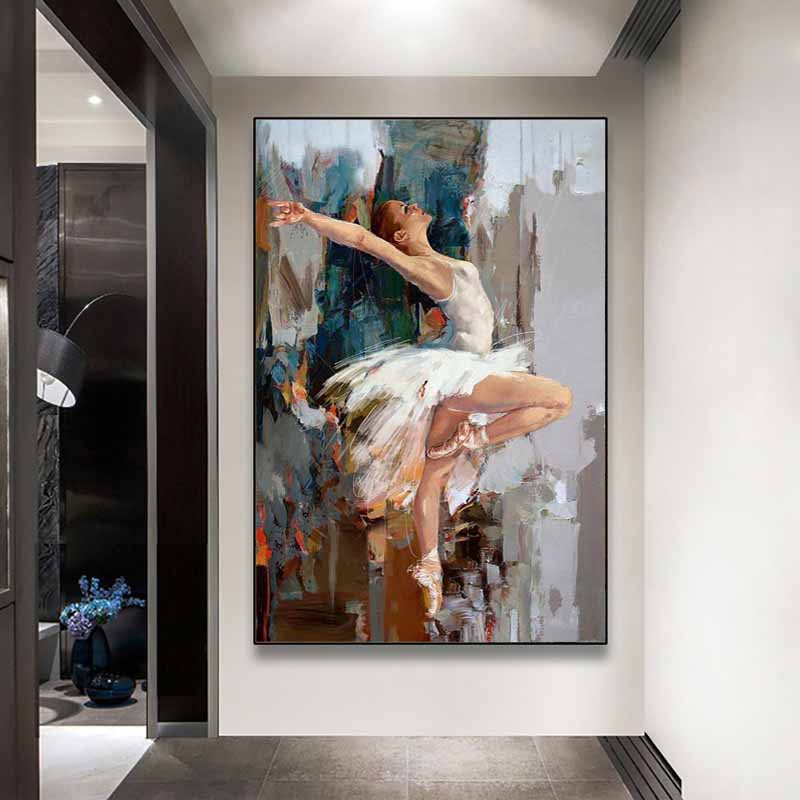 Wallpaper Abstract Ballet Girl Oil Painting On Canvas Posters And ...