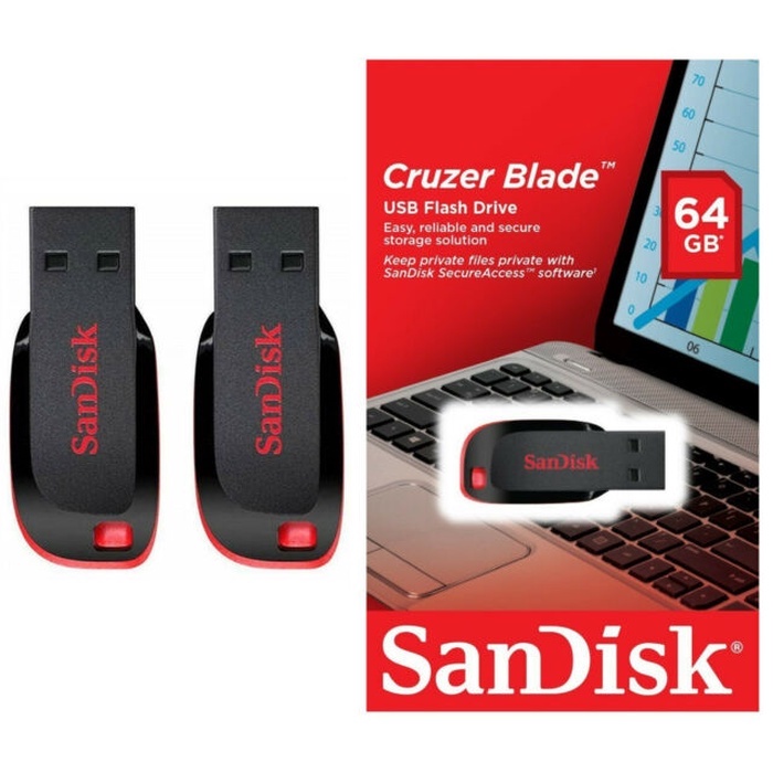 Sandisk CZ50 Cruzer Blade USB Flash Drive (64Gb) Original | Shopee ...
