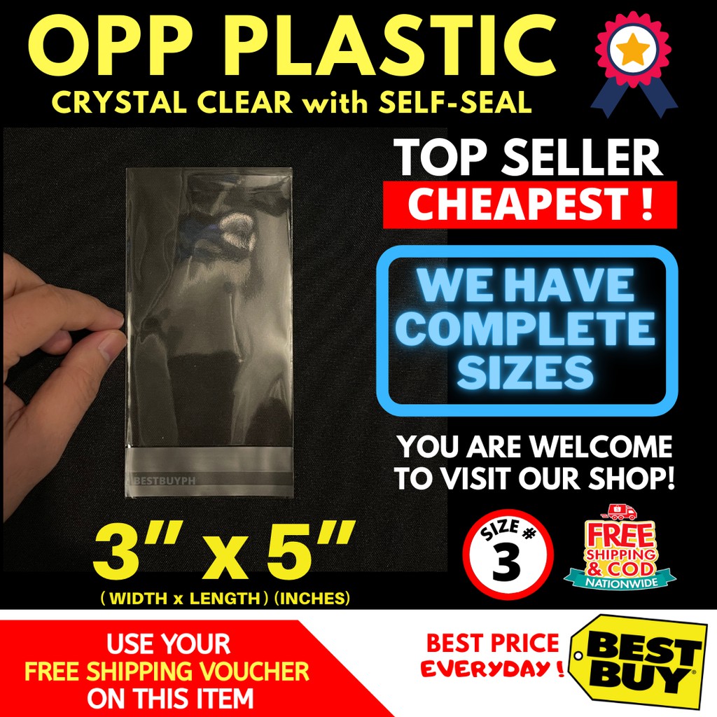 OPP Clear Plastic w/Adhesive - (3” x 5”) [ OPPA#3 ] | Shopee Philippines
