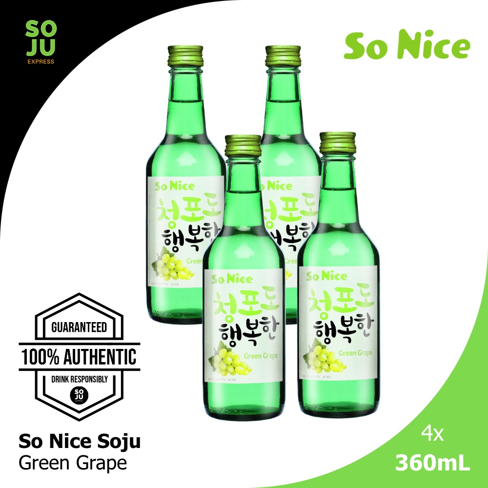 So Nice Soju - Green Grape 360ml x 4 | Shopee Philippines