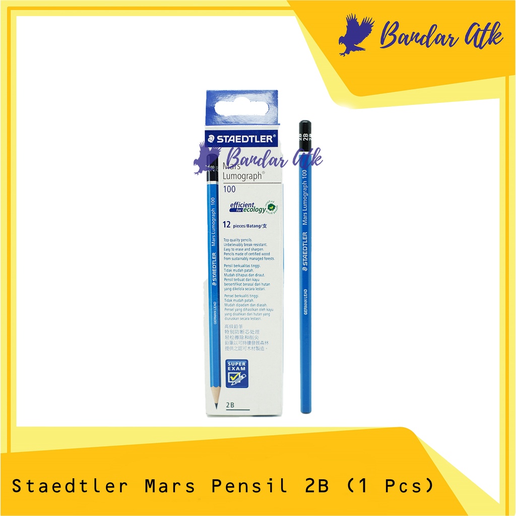 Staedtler Mars Lumograph 2B Pencil Exam Pencil (1 PCS) | Shopee Philippines
