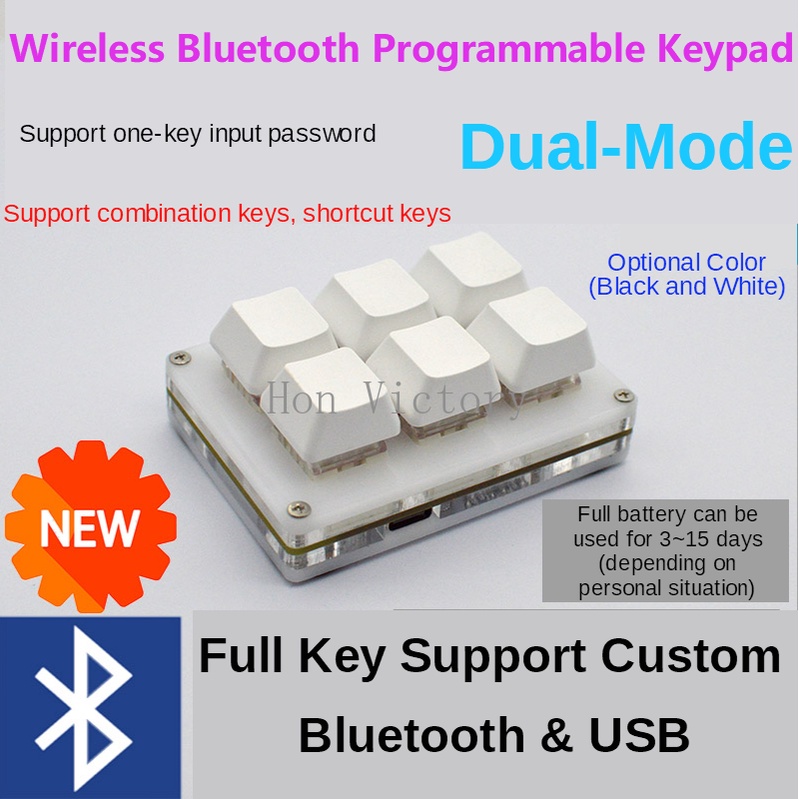 Wireless Bluetooth Usb Programmable Custom Keypad Macro Keyboard 8537