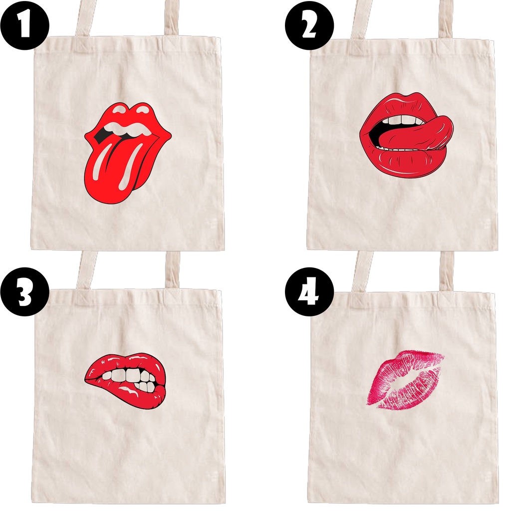 T060 LIPS KATSA CANVAS SHOULDER TOTE BAG FOR WOMEN GIRL LADY | Shopee ...