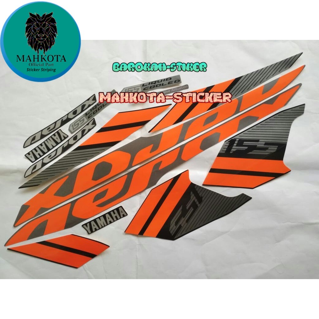 Yamaha aerox 155 2018 silver orange Striping Sticker Quality Crown ...