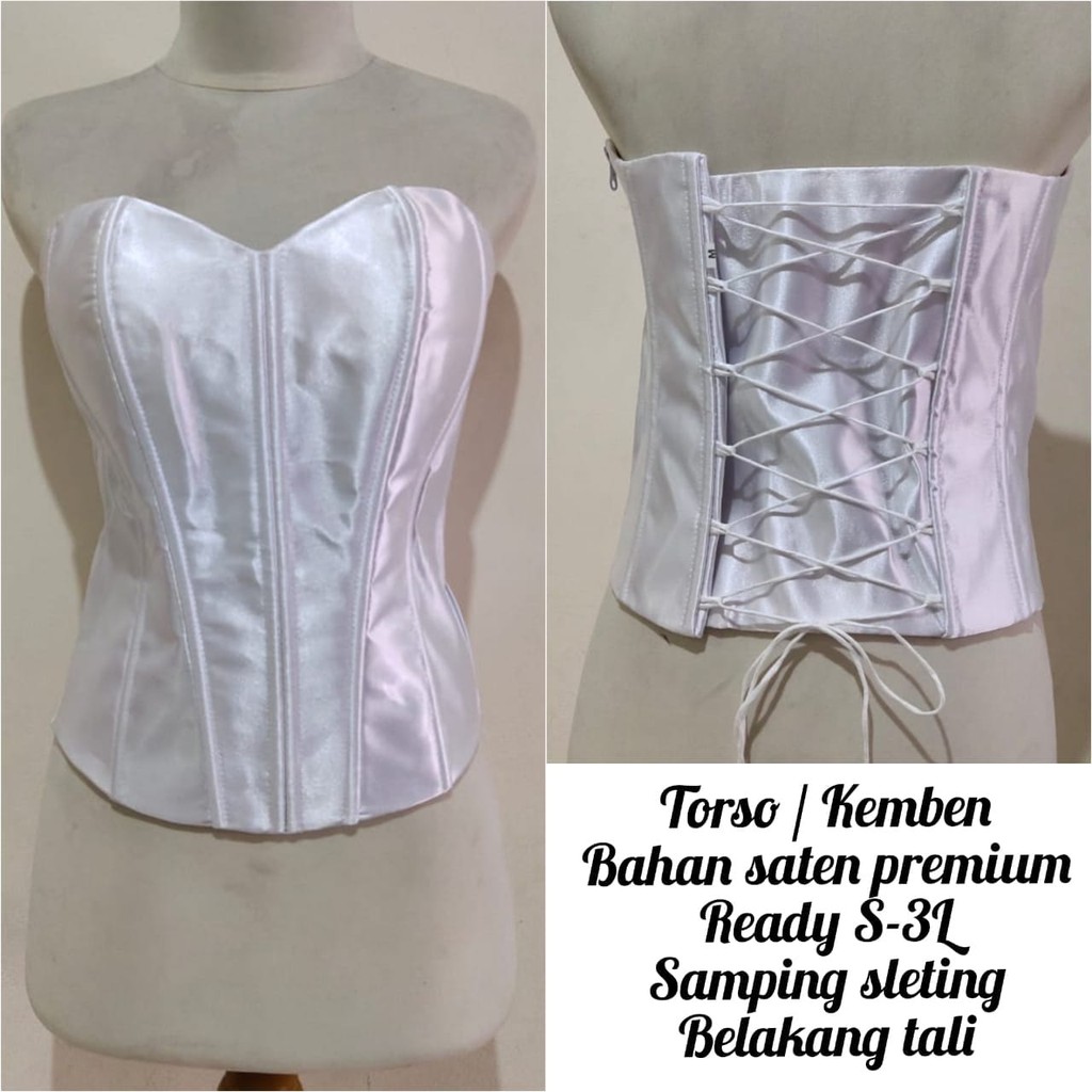 Warehouse Sale!!! Monie Kemben Satin Long Torso Corset Strap Bustier ...