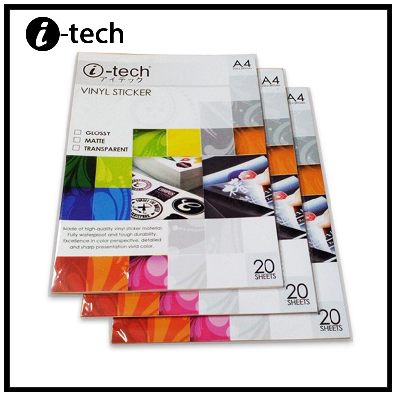 Waterproof Printable iTech Vinyl Sticker A4 20 Sheets Matte / Glossy / Transparent I-tech Brand ...