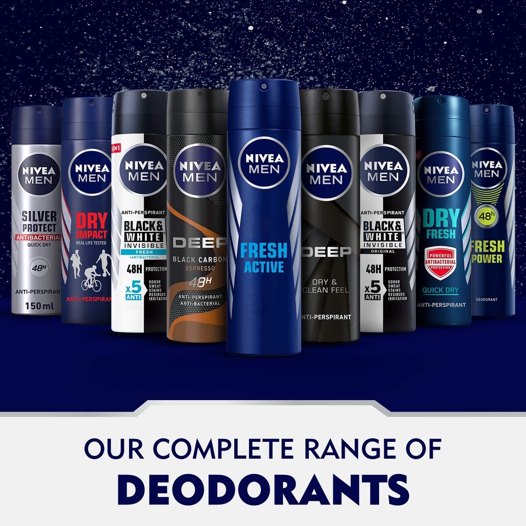 NIVEA Men 48H Anti-perspirant Quick Dry Deodorant Spray 150mL /200mL | Shopee Philippines