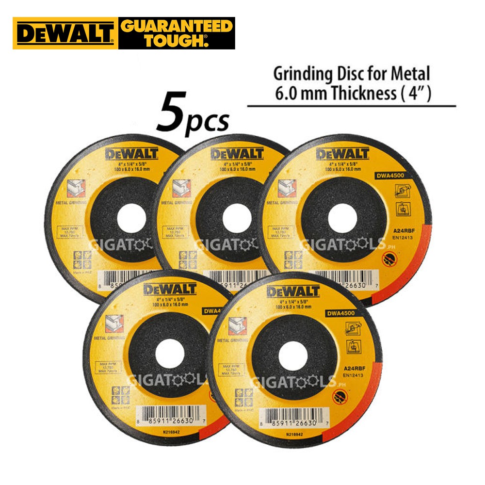 DeWalt DWA4500 4-inch Grinding Disc for Metal 5pcs ( 5's ) | Shopee ...