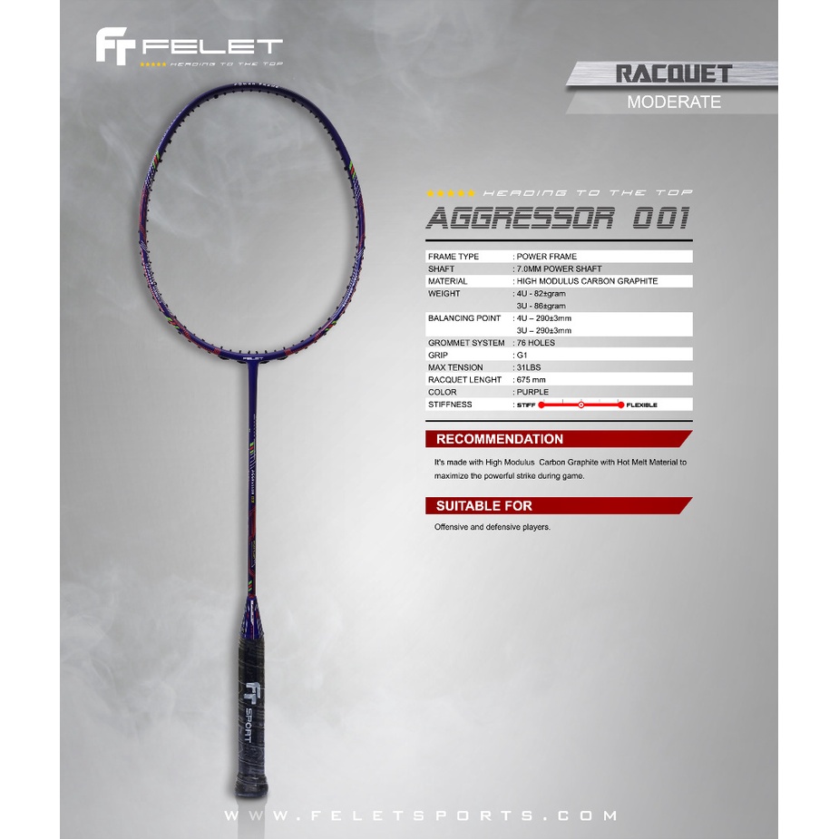FELET AGGRESSOR 001 & AGGRESSOR 002 Badminton Racquet-Rackets 4U ...