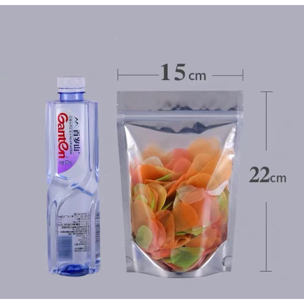 100pcs Half Silver Aluminum Half Clear Stand Up Pouch Packaging Resealable | Shopee Philippines
