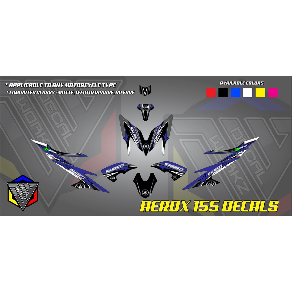 YAMAHA AEROX 155 STICKER DECALS BLUE SHRED | Shopee Philippines