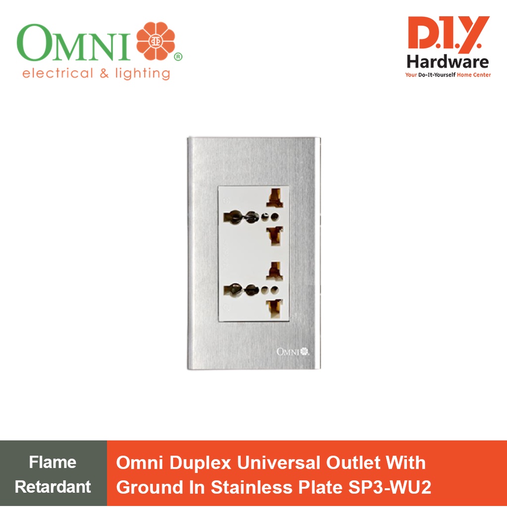 Omni Duplex Universal Outlet With Ground In Stainless Plate SP3-WU2 ...
