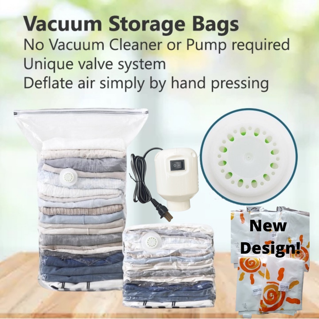 Reusable Resealable Vacuum Bag Compression Electric Air Pump Storage ...