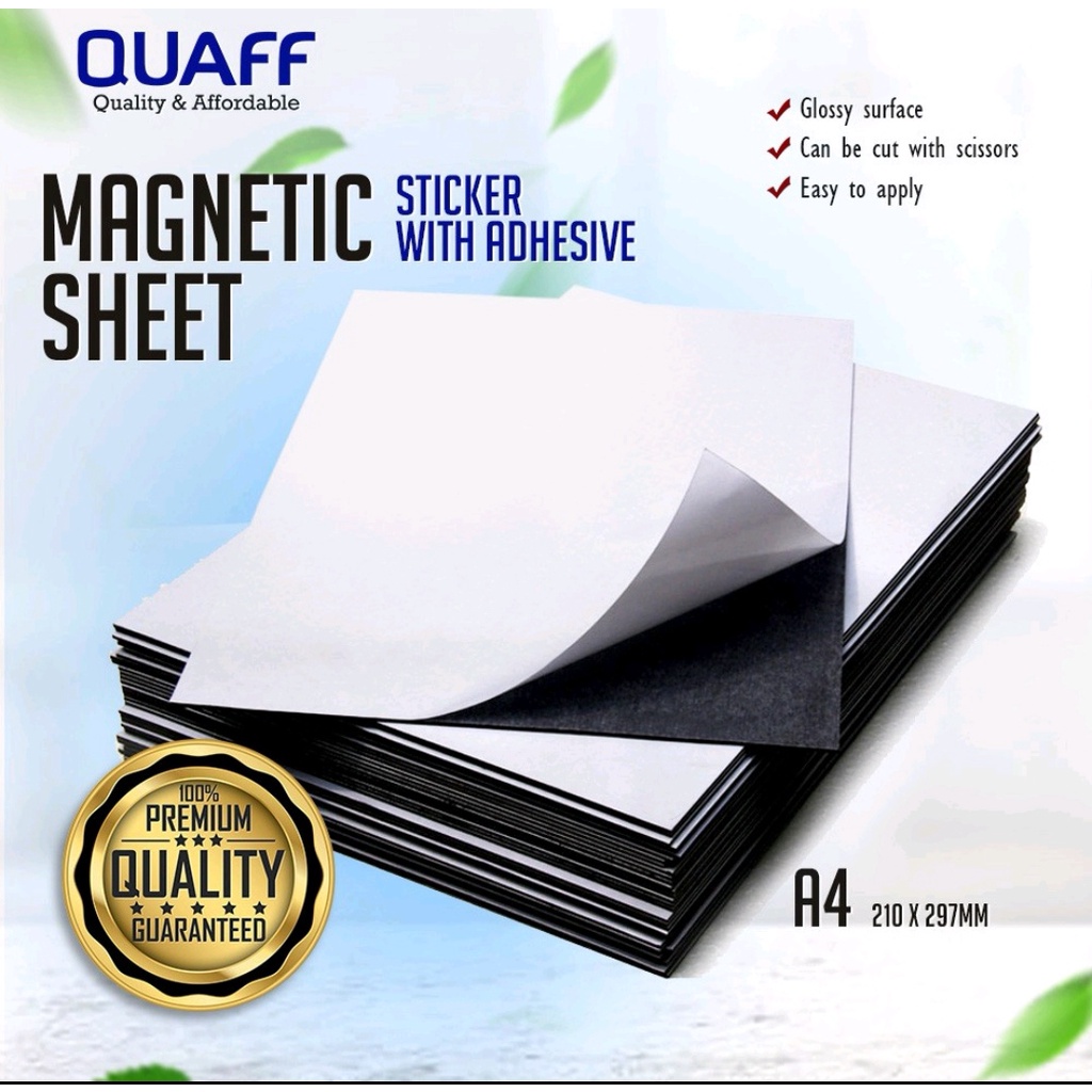 (10sheets) QUAFF Magnetic Sheet A4 Size | 4R Size Plain and with Adhesive for DIY Ref Magnet ...