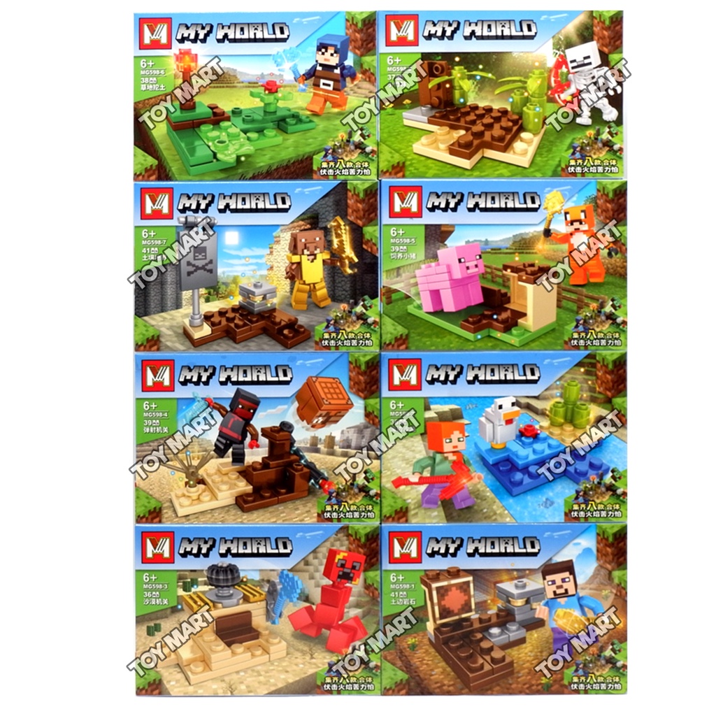 8/PCS MY WORLD Blocks Minifigure w/ Famous Blocks Compatible w/ Blocks ...
