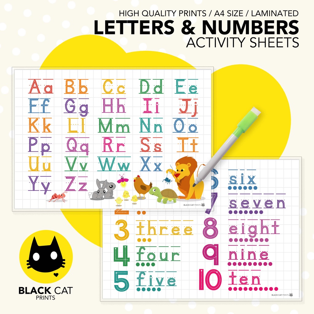 Letters Alphabet ABC Numbers Counting 1-10 Activity Sheets (High ...